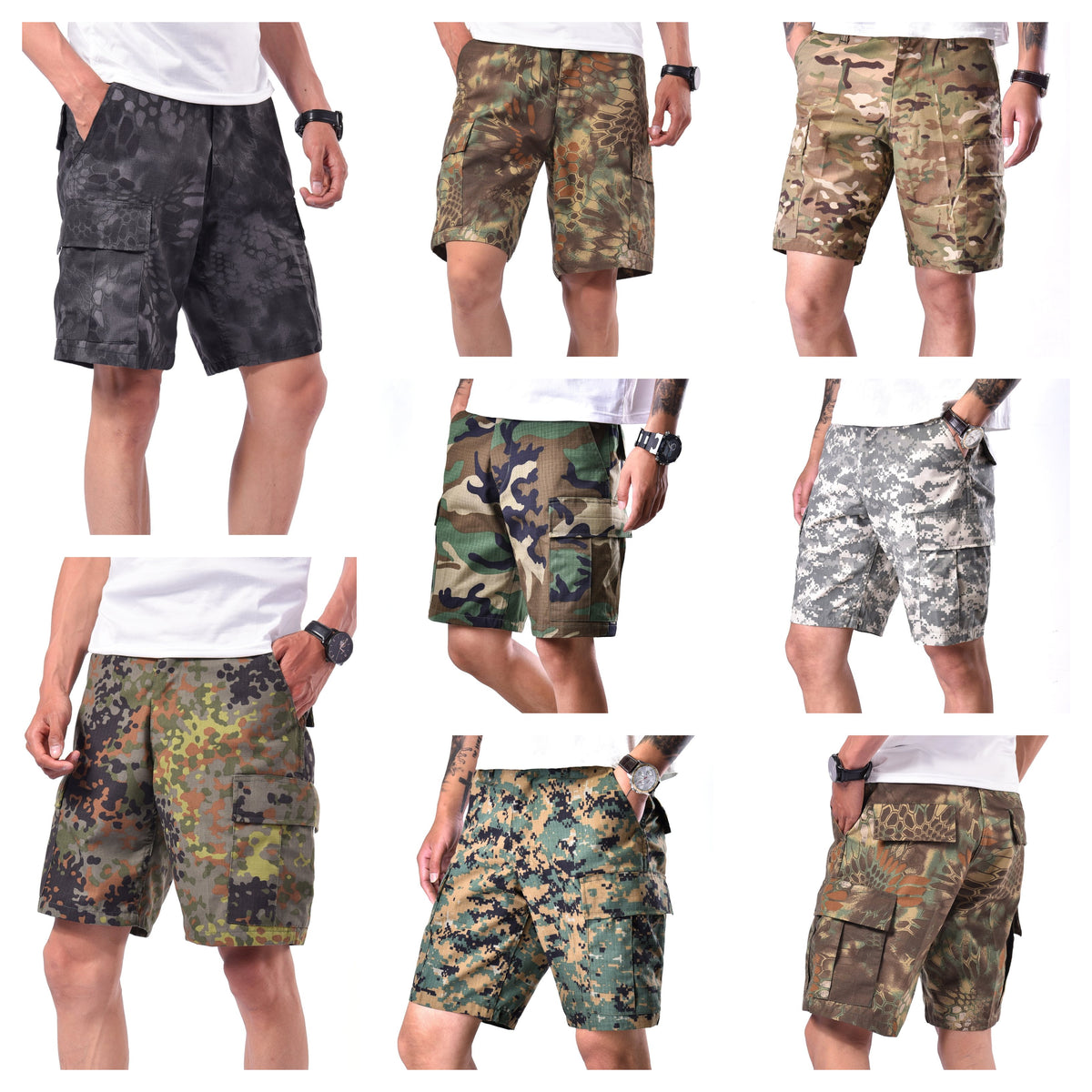 BACKBONE Mens Casual Cargo Shorts Army Military BDU Shorts with Zip Fly ...